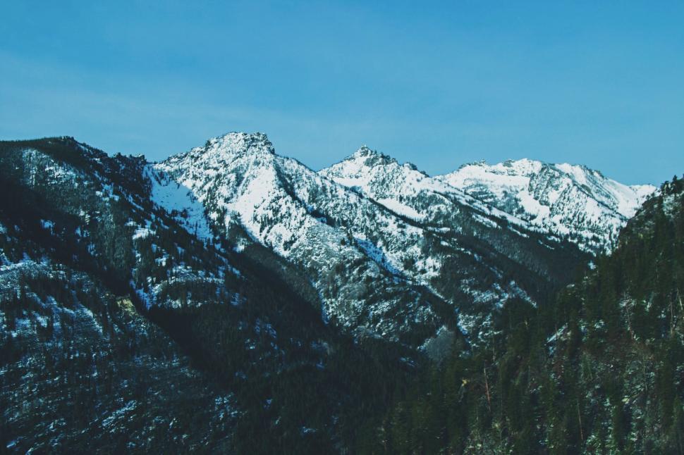 Free Stock Photo of Snowy mountain peaks with lush greenery | Download ...