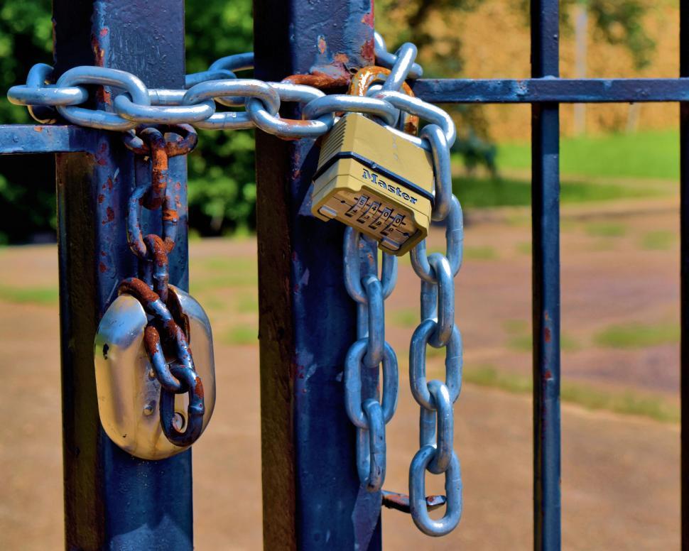 Free Stock Photo of Padlocks securing a blue metal gate | Download Free ...