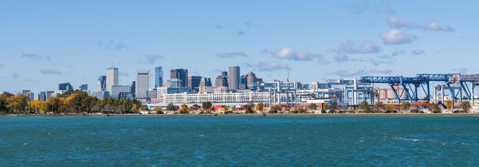 Free Stock Photo of Panoramic city skyline across a river | Download ...
