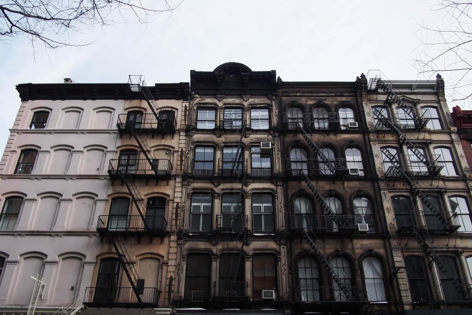 Free Stock Photo of Row of old residential buildings in New York ...