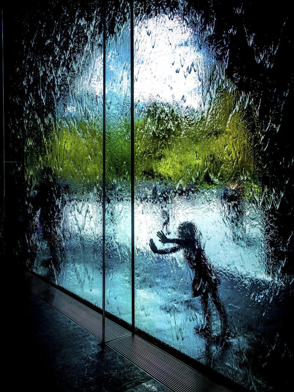 Free Stock Photo of Person touching textured glass with plants behind ...