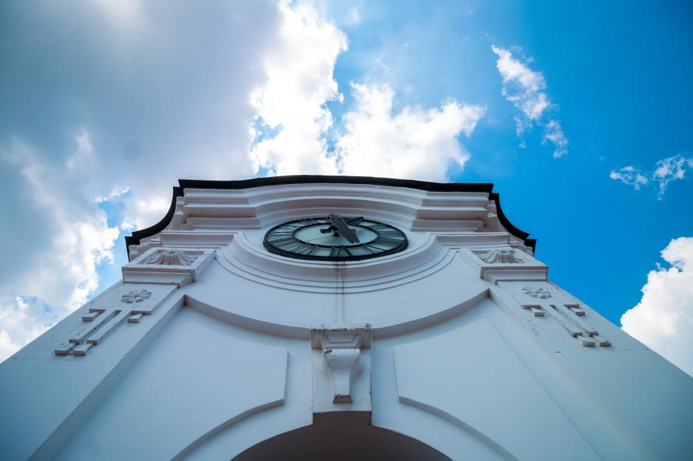 Free Stock Photo of Historic white clock tower against sky | Download ...