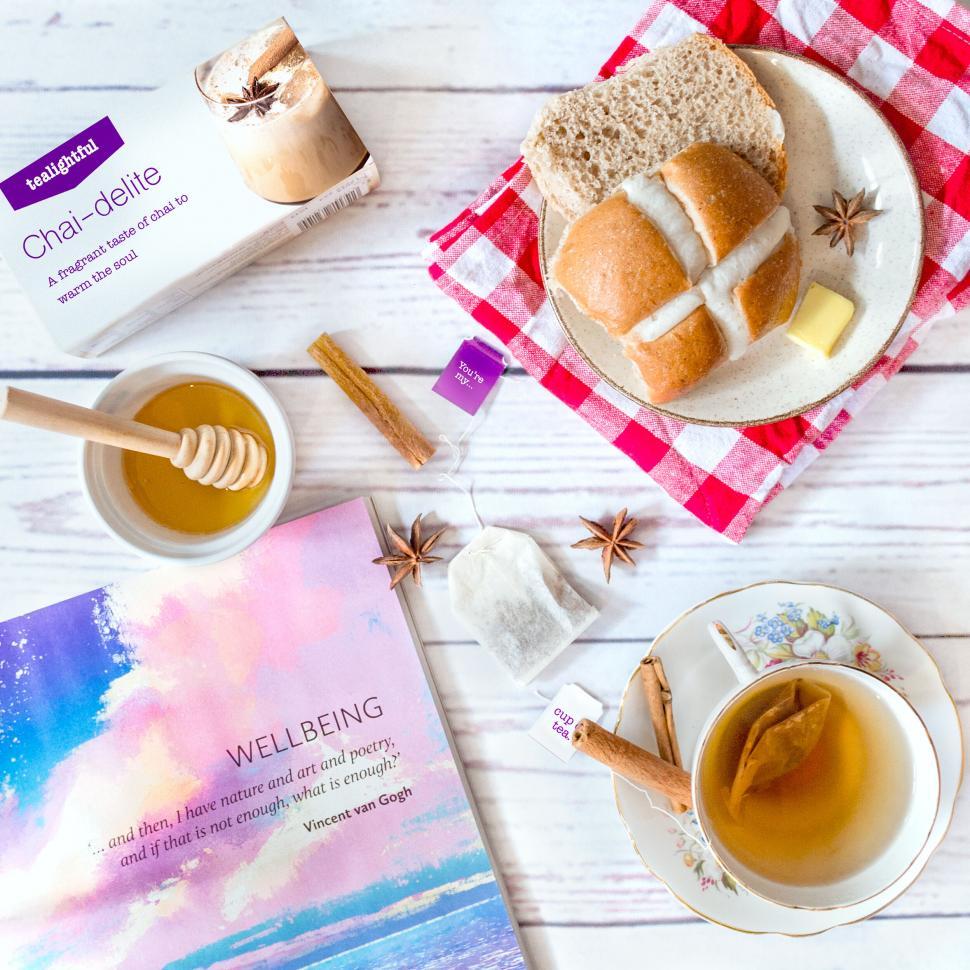 Free Stock Photo of Tea time with bread, honey, and a book | Download ...