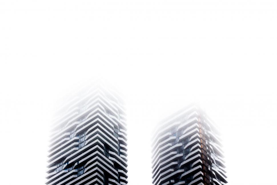 Free Stock Photo of Misty effect over symmetrical building tops ...
