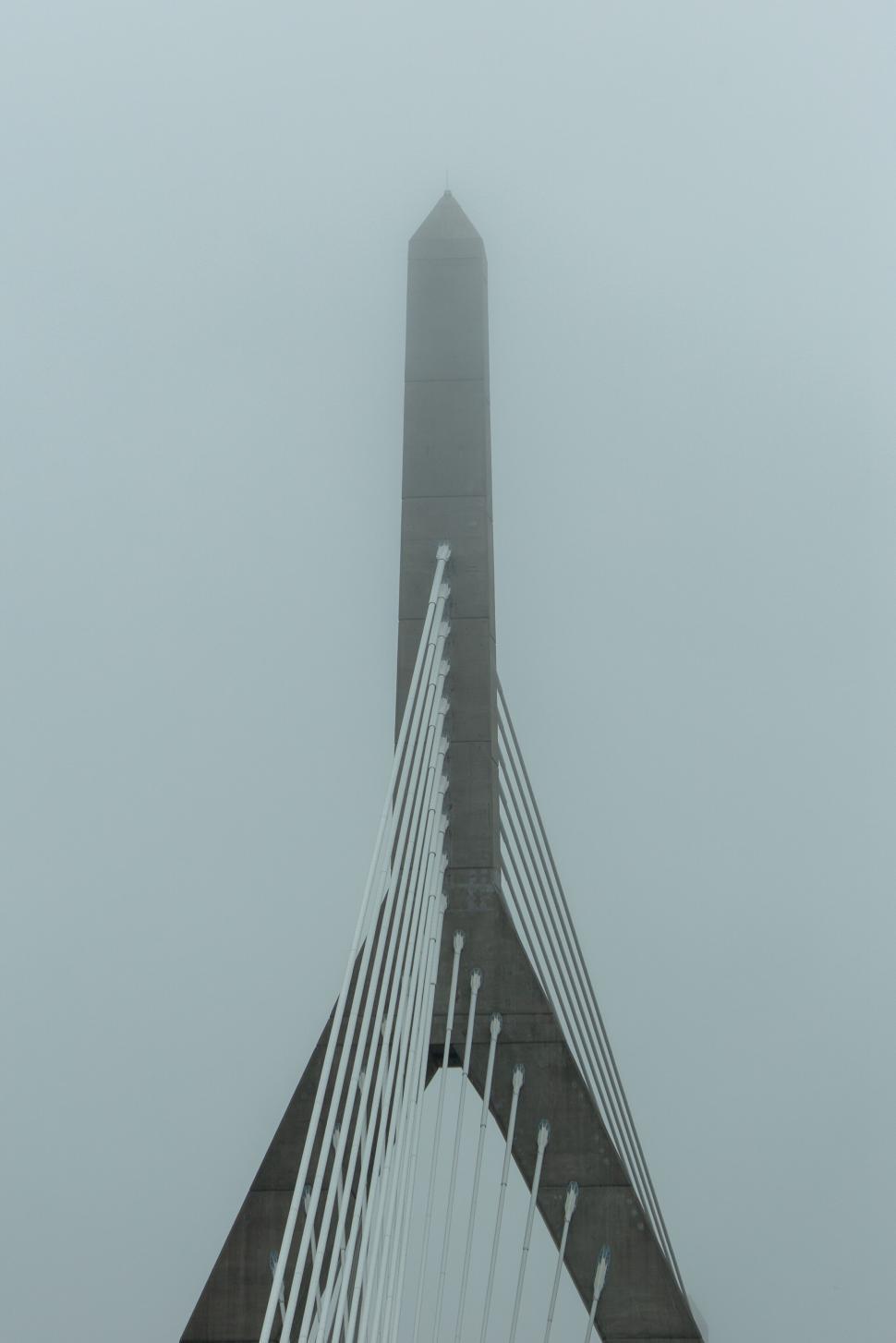 Free Stock Photo of Misty bridge tower rising into fog | Download Free ...