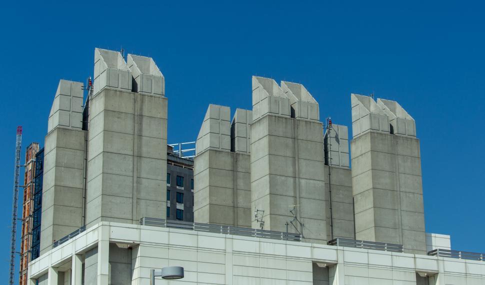 Free Stock Photo of Sculptural tops of concrete high-rise towers ...
