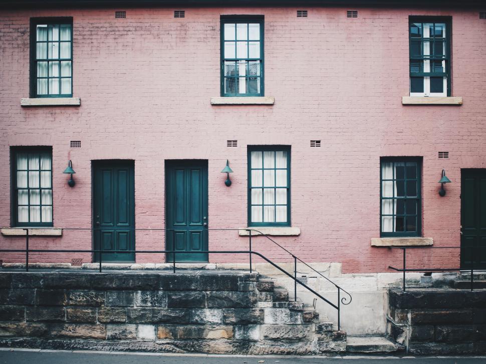 Free Stock Photo of Symmetrical view of pink brick building | Download ...