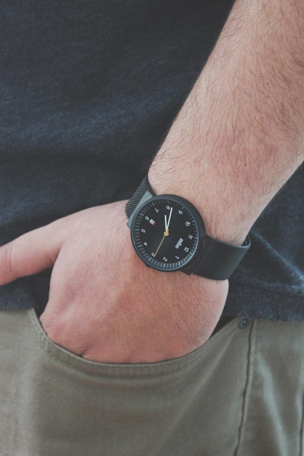 Free Stock Photo of Close view of a wristwatch on a man s arm ...