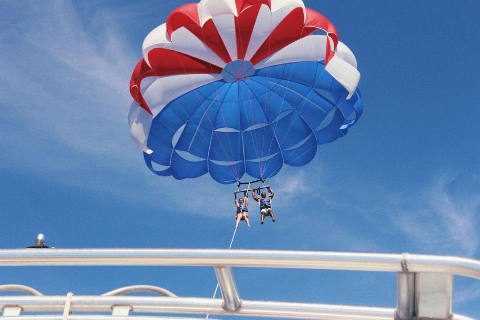 Free Stock Photo of Parasailing adventure in blue sunny sky | Download ...