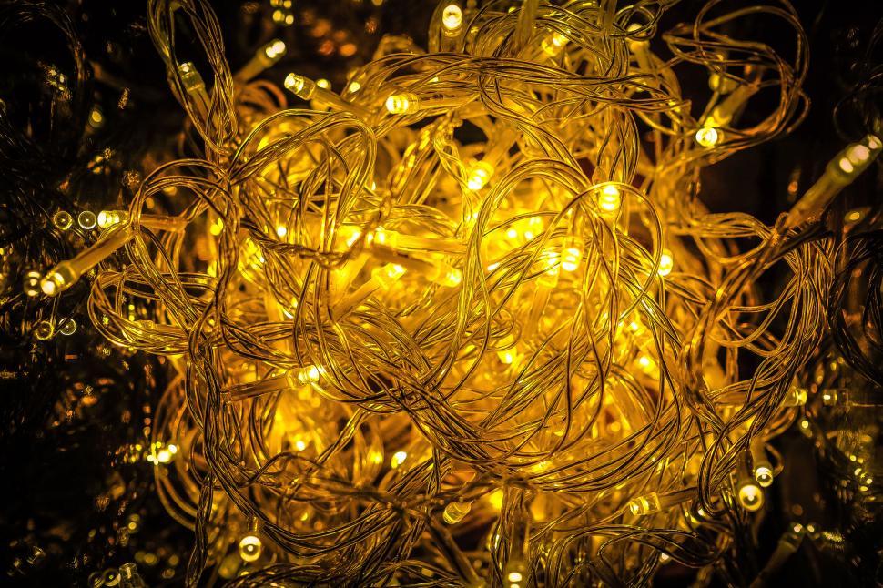 Free Stock Photo of Tangled string lights glowing warmly | Download ...
