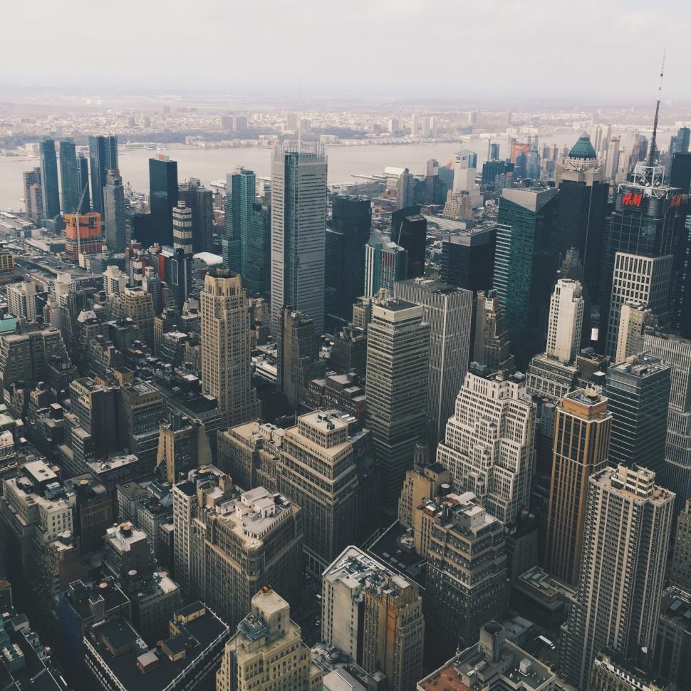 Free Stock Photo of Aerial view of dense city skyline | Download Free ...