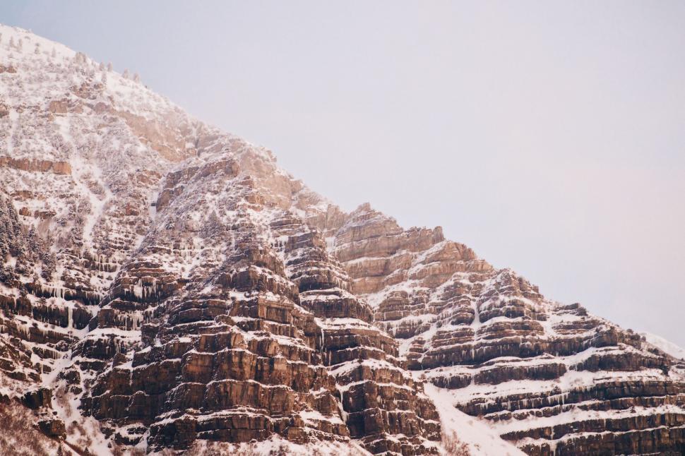 Free Stock Photo of Snow-covered mountain stratification | Download ...