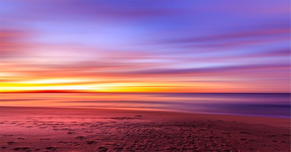 Free Stock Photo of Vibrant beach sunset with smooth waves | Download ...