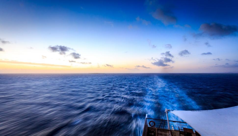 Free Stock Photo of Ship s stern view at sea during sunset | Download ...