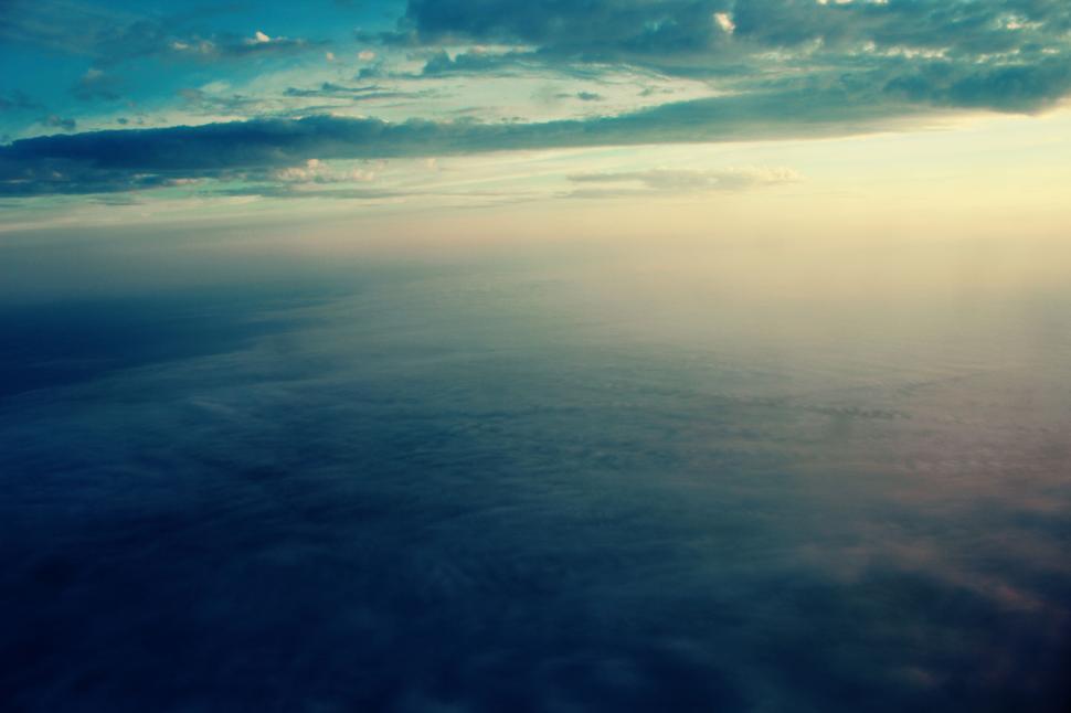 Free Stock Photo of Aerial view of ocean and clouds at dusk | Download ...