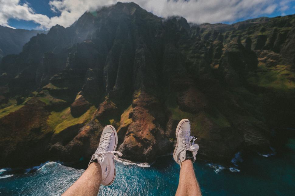 Free Stock Photo of Legs dangling over a scenic cliff view | Download ...