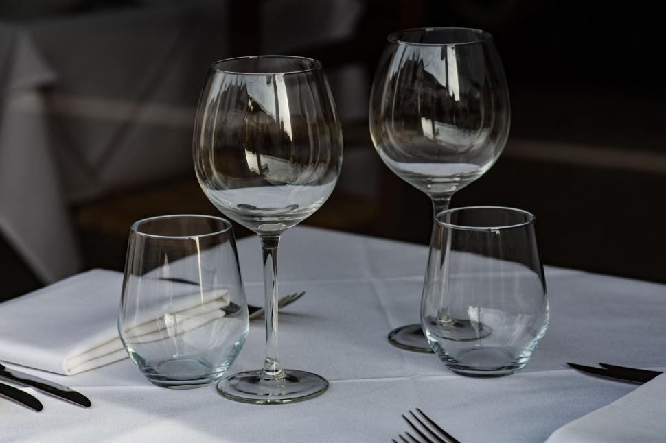 Free Stock Photo of Elegant restaurant table setting with glasses ...
