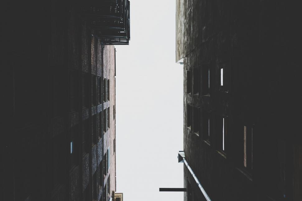 Free Stock Photo of Looking up between high-rise buildings | Download ...