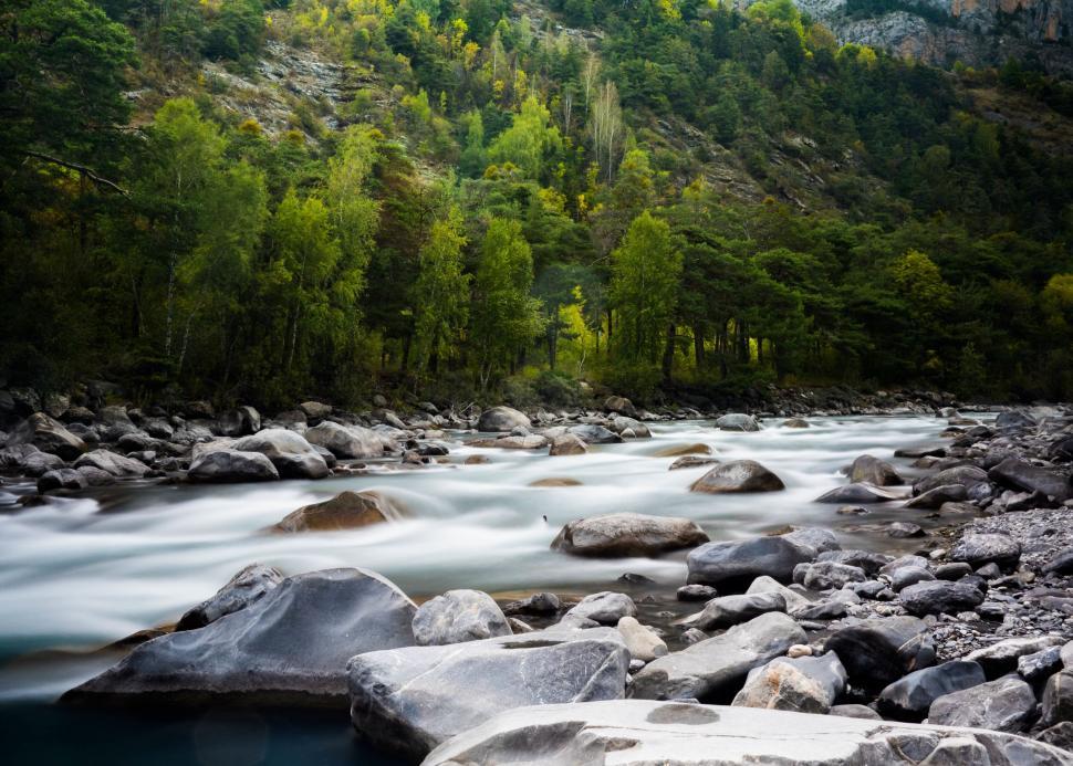 Free Stock Photo of Silky water flowing over river rocks | Download ...