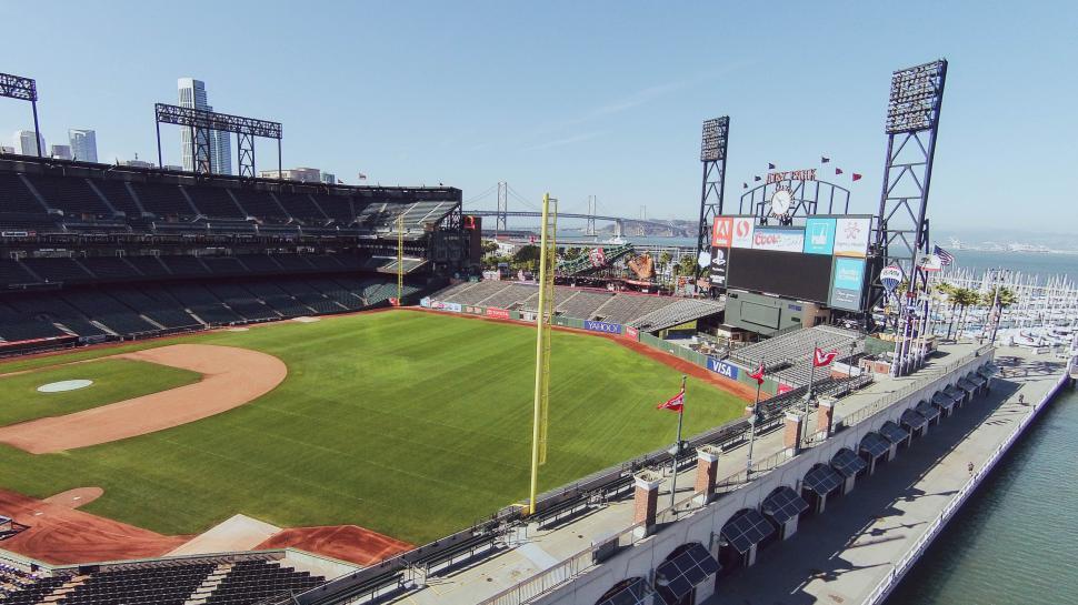 Free Stock Photo of Baseball stadium with city and bridge backdrop ...