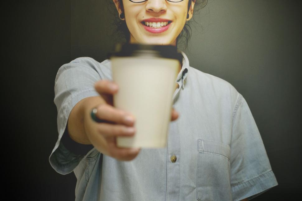 Free Stock Photo of Person offering a coffee cup forward | Download ...