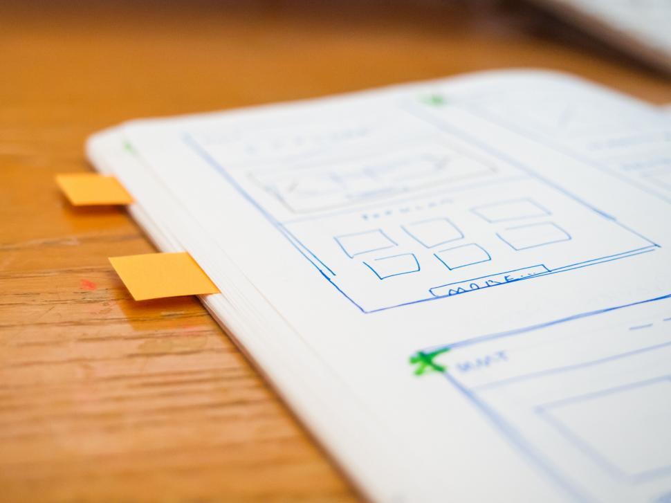 Free Stock Photo of Open notebook with UIUX design sketches | Download ...