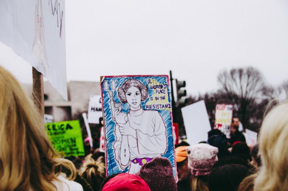 Free Stock Photo of Protest crowd with signs and blurred face ...