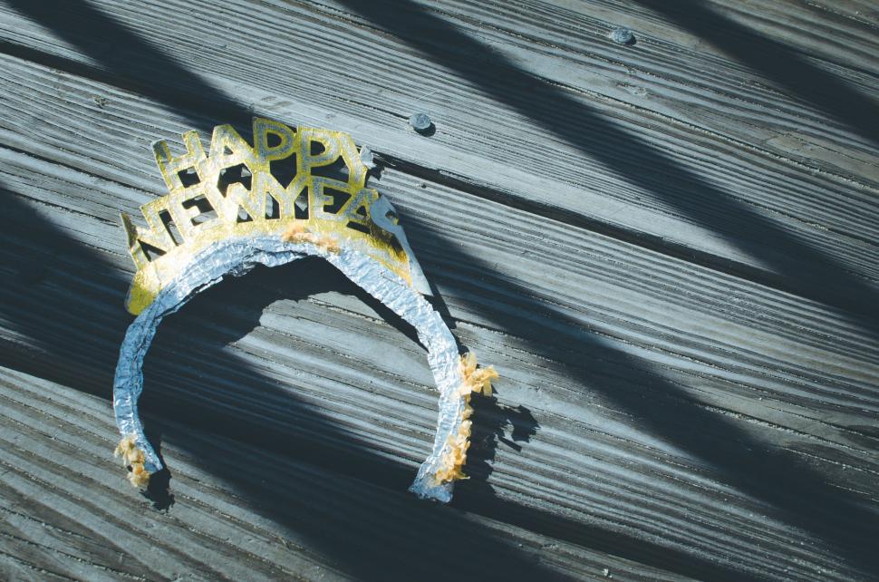 Free Stock Photo of Discarded Happy New Year party hat on deck ...