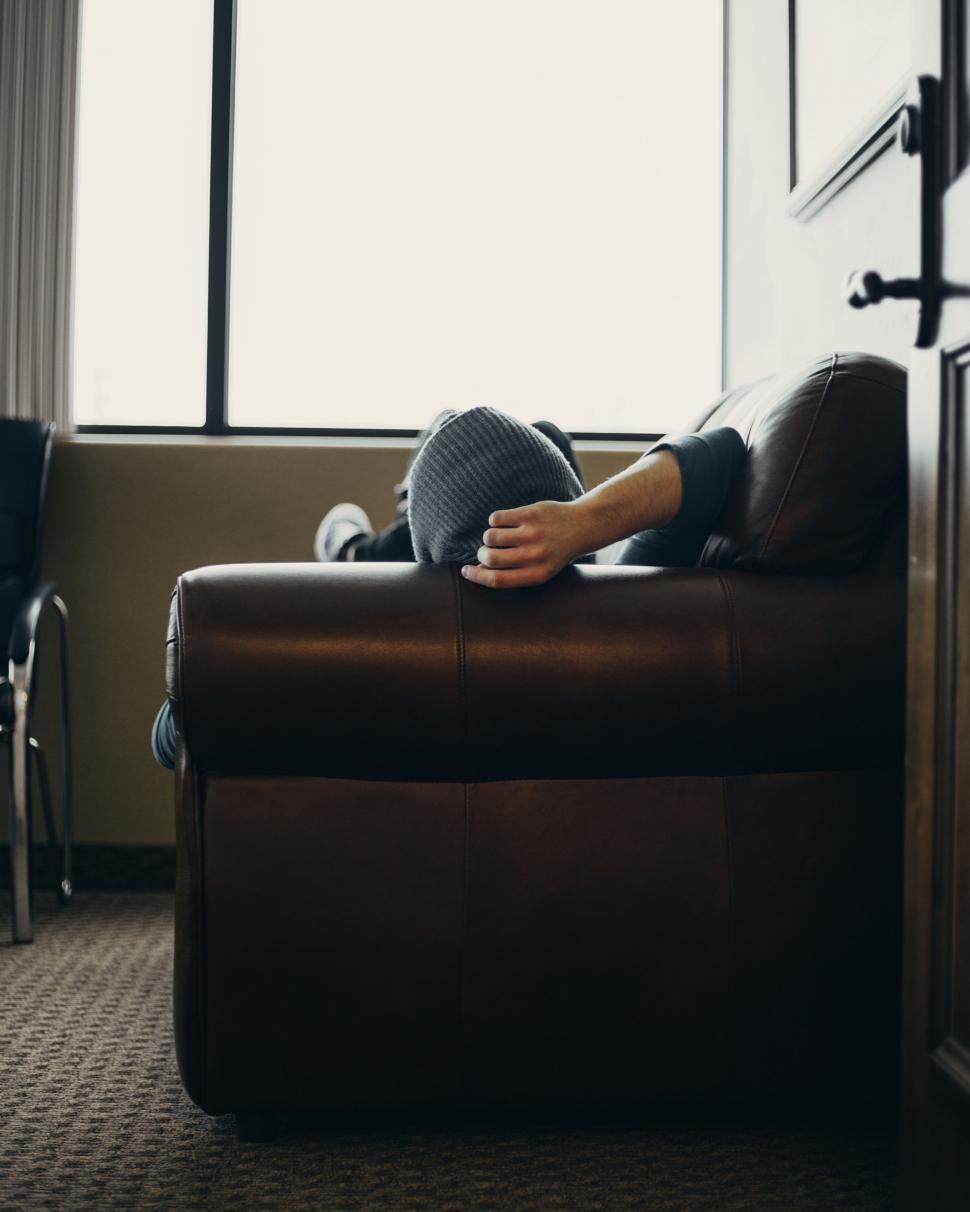 Free Stock Photo of Person reclining on a leather sofa | Download Free ...