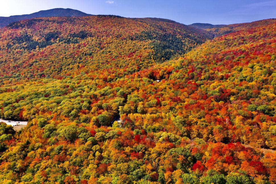 Free Stock Photo of Autumn landscape with colorful forested hills and ...