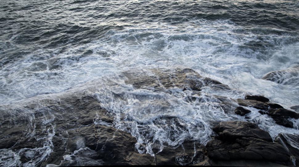Free Stock Photo of Powerful ocean waves crashing over rocky shoreline ...