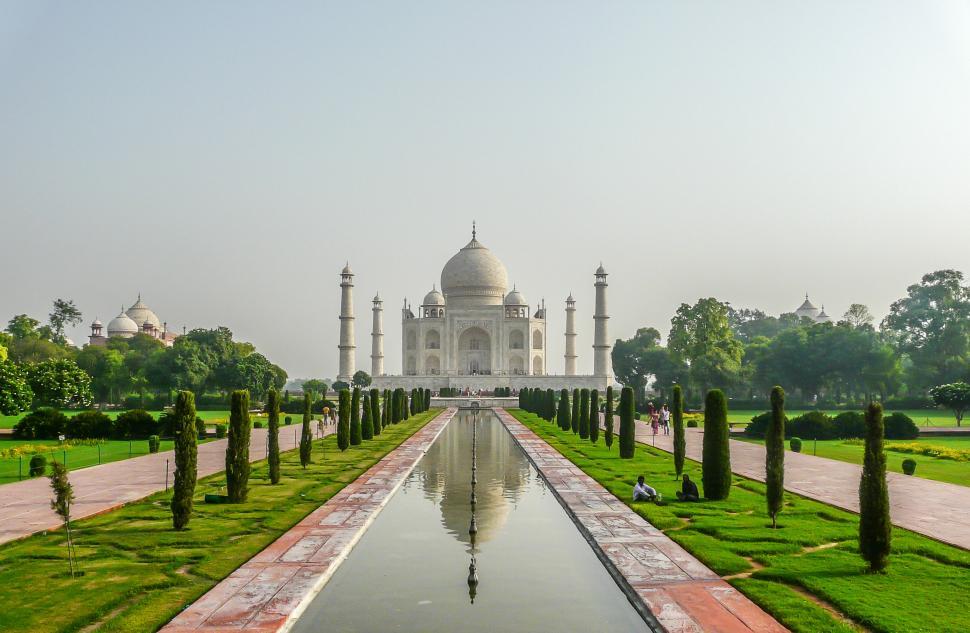 Free Stock Photo of Taj Mahal with reflection in water under clear sky ...