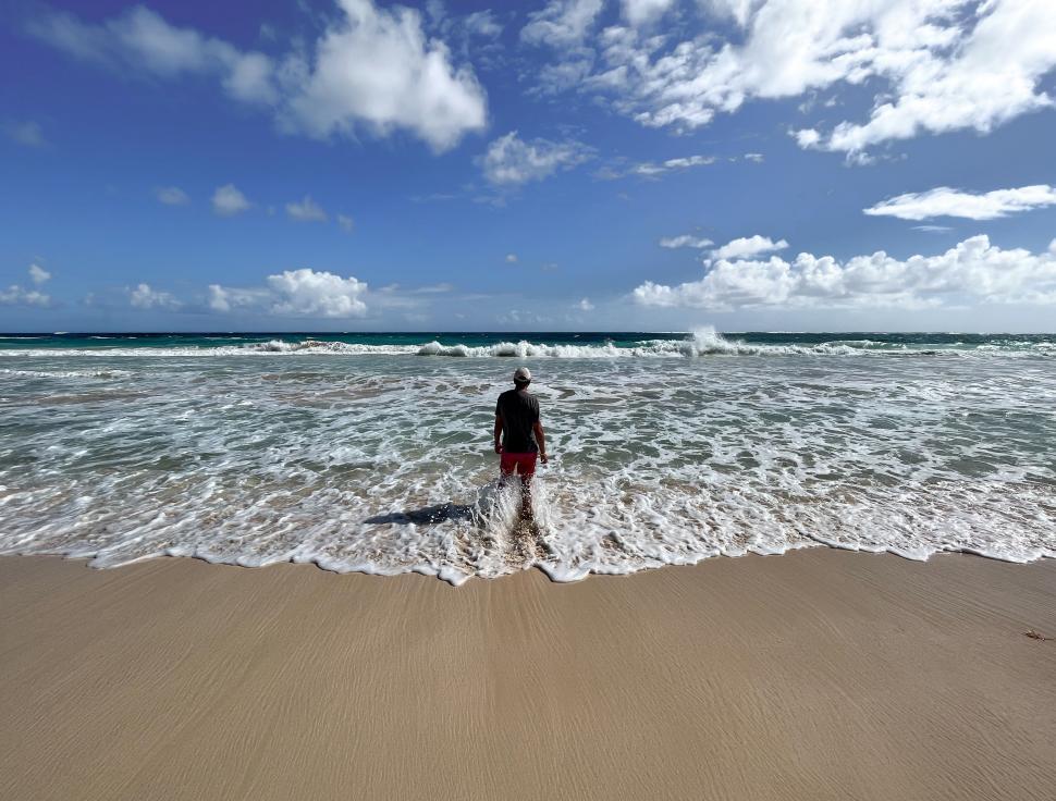Free Stock Photo of Person standing on the beach facing the ocean waves ...