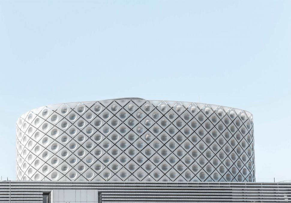 Free Stock Photo of Futuristic oval building facade with geometric ...