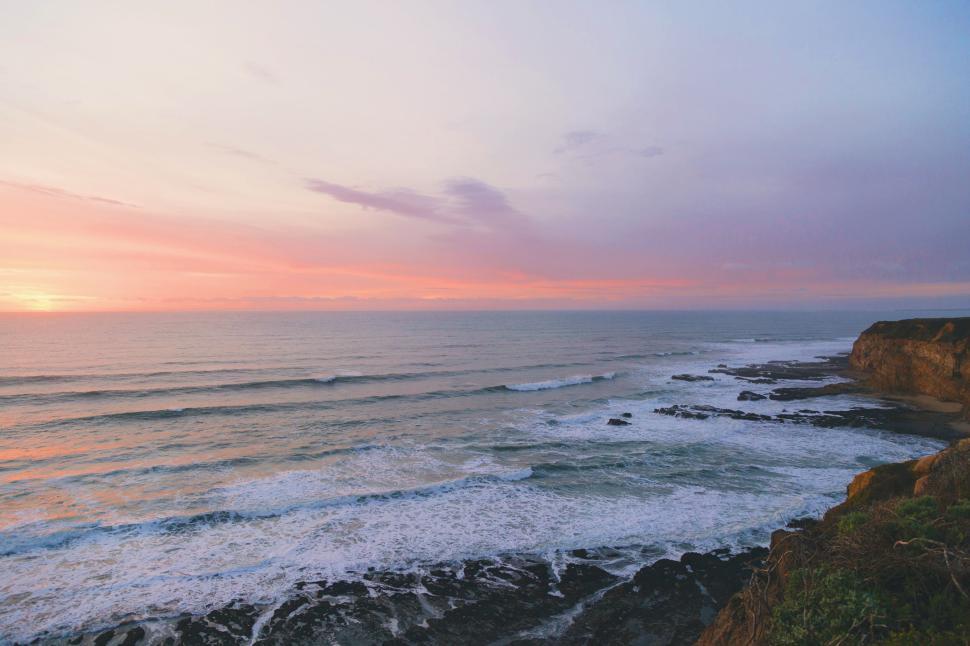 Free Stock Photo of Stunning ocean view with vibrant sunset hues at ...
