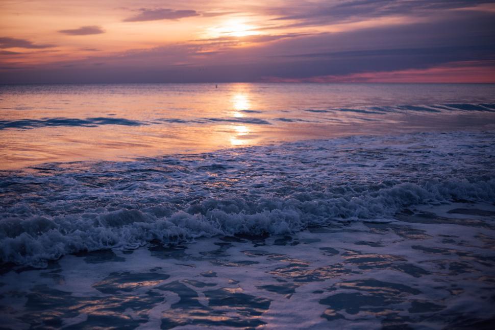 Free Stock Photo of Gentle waves under sunset light, magical and serene ...
