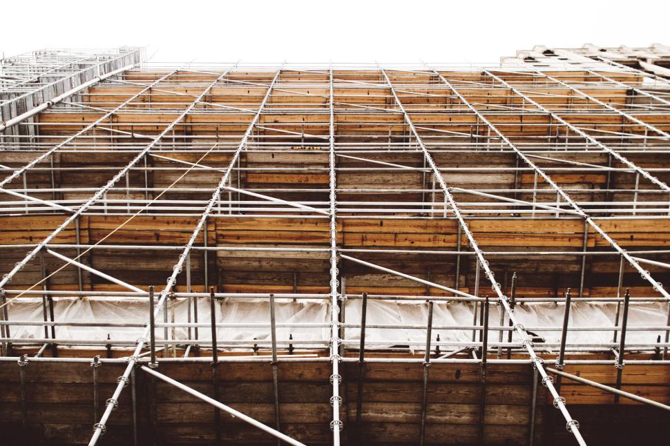 Free Stock Photo of Scaffolding setup in front of a tall building under ...
