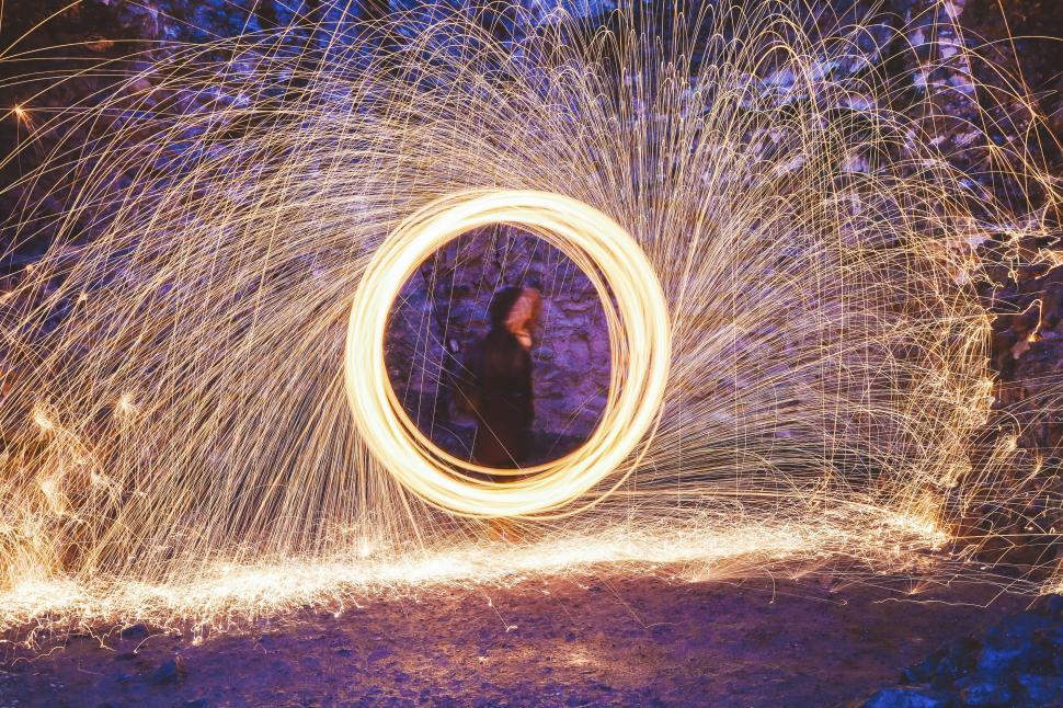 Free Stock Photo of Long exposure shot of a person with a firework ...