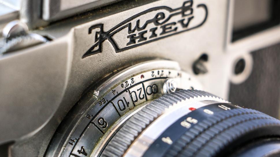 Free Stock Photo of Close-up detail of vintage Kiev camera displaying ...