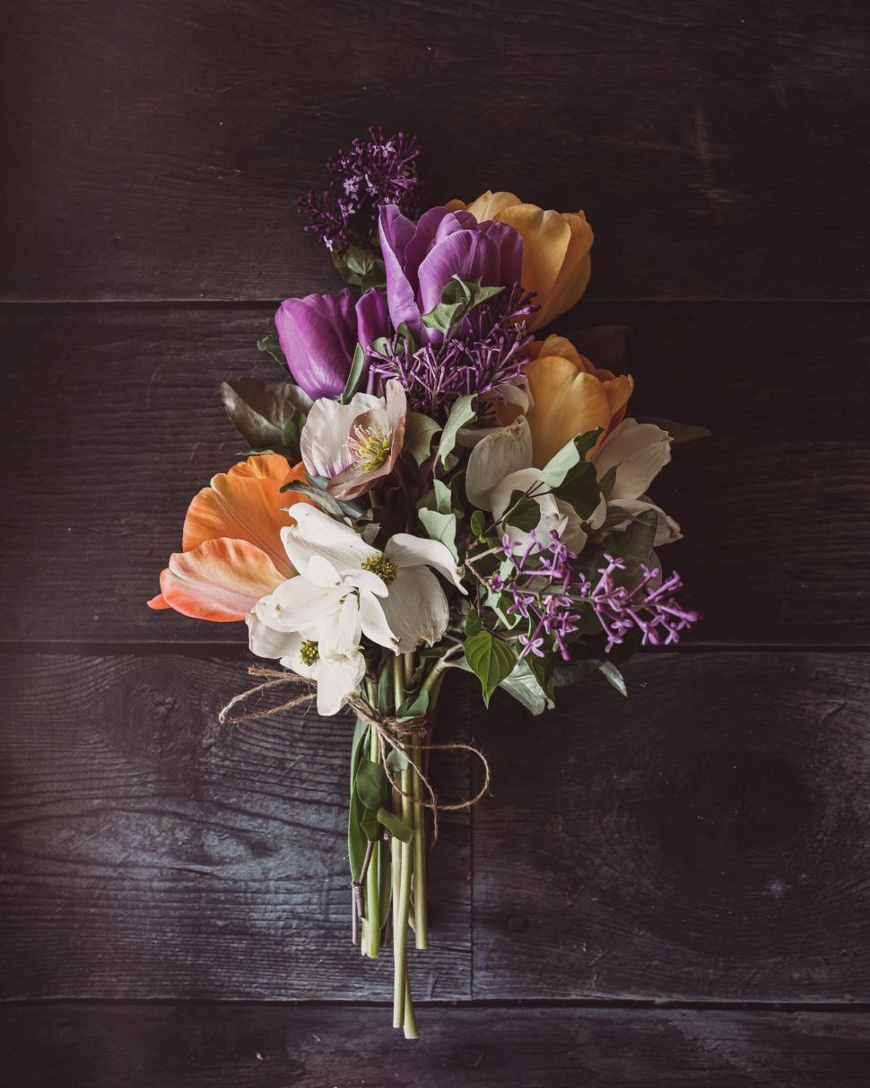Free Stock Photo of Vibrant bouquet with purple, orange, white flowers ...