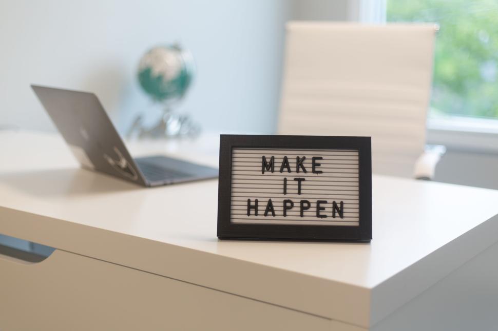 Free Stock Photo of Motivational quote sign in a white modern office ...