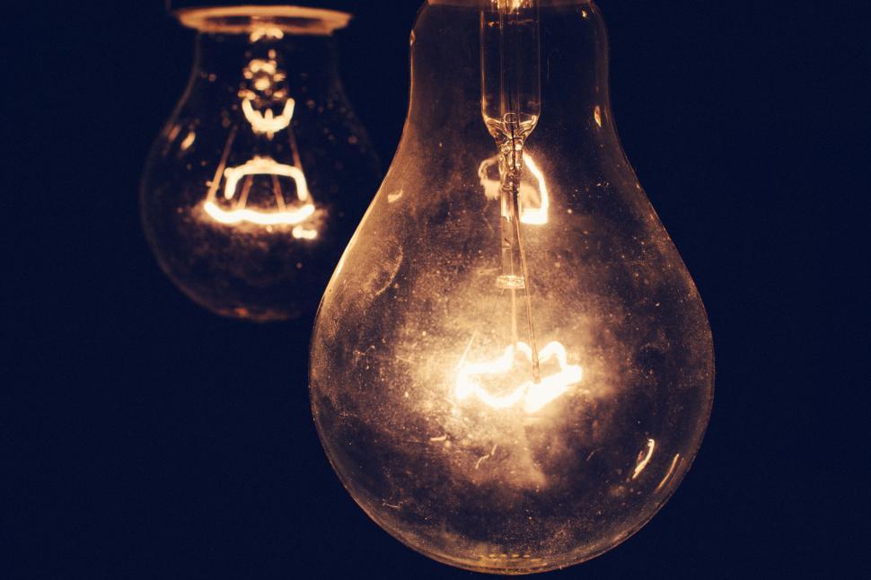 Free Stock Photo of Close-up of two glowing incandescent light bulbs in ...