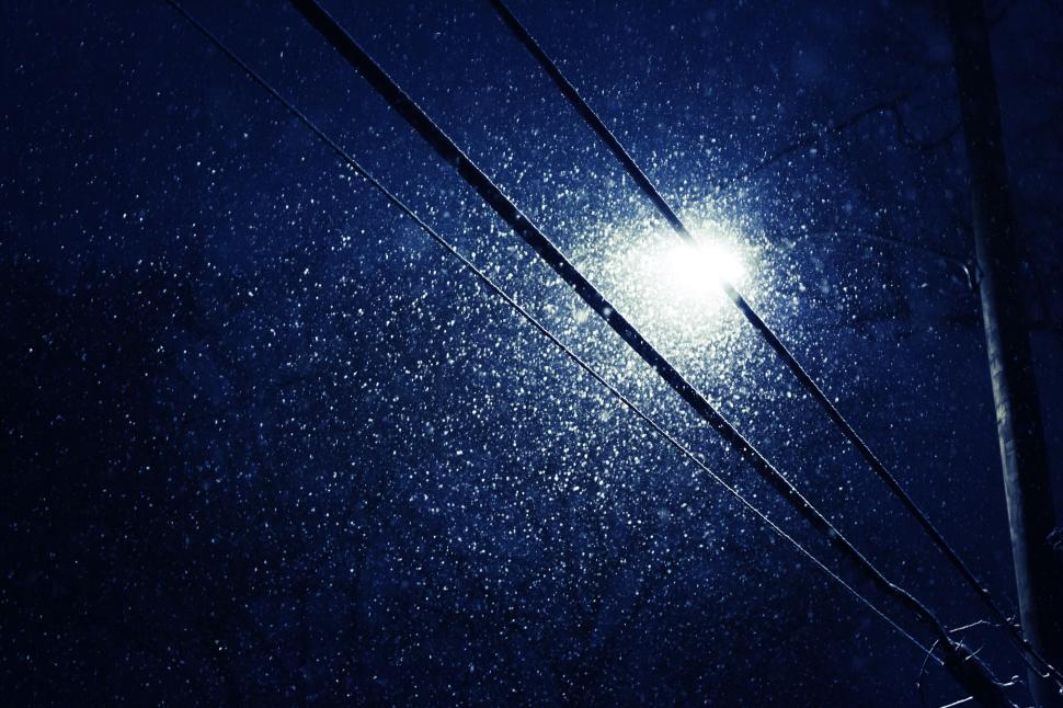 Free Stock Photo of Snow falling at night with a street light ...