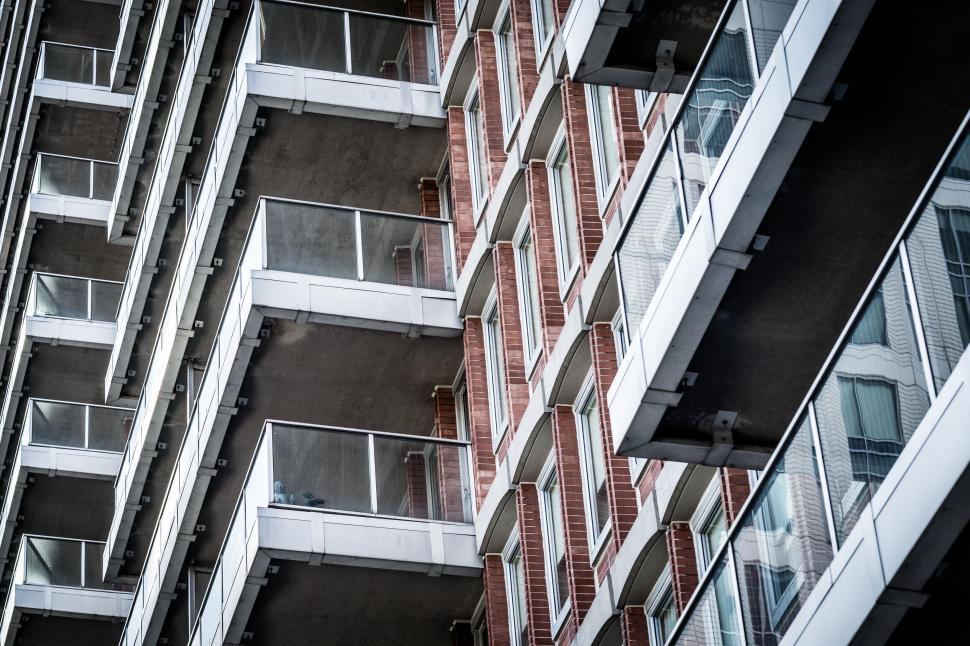 Free Stock Photo of Residential building with alternating balconies and ...