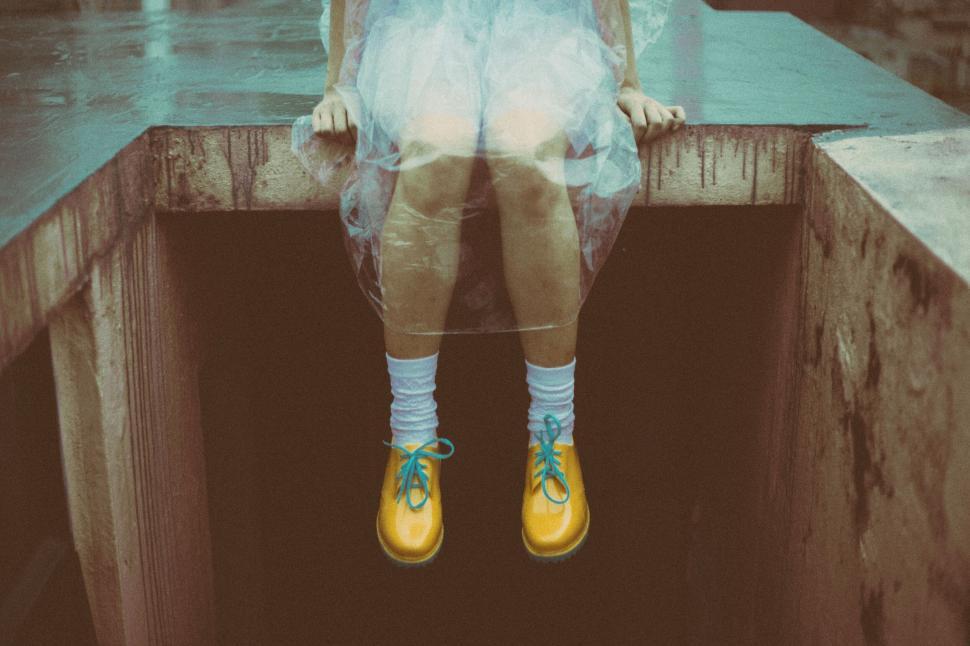 Free Stock Photo of Yellow boots and white socks on a child sitting on ...