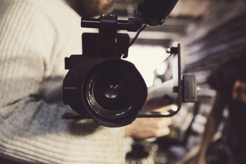 Free Stock Photo of Close-up of a professional Sony video camera in use ...