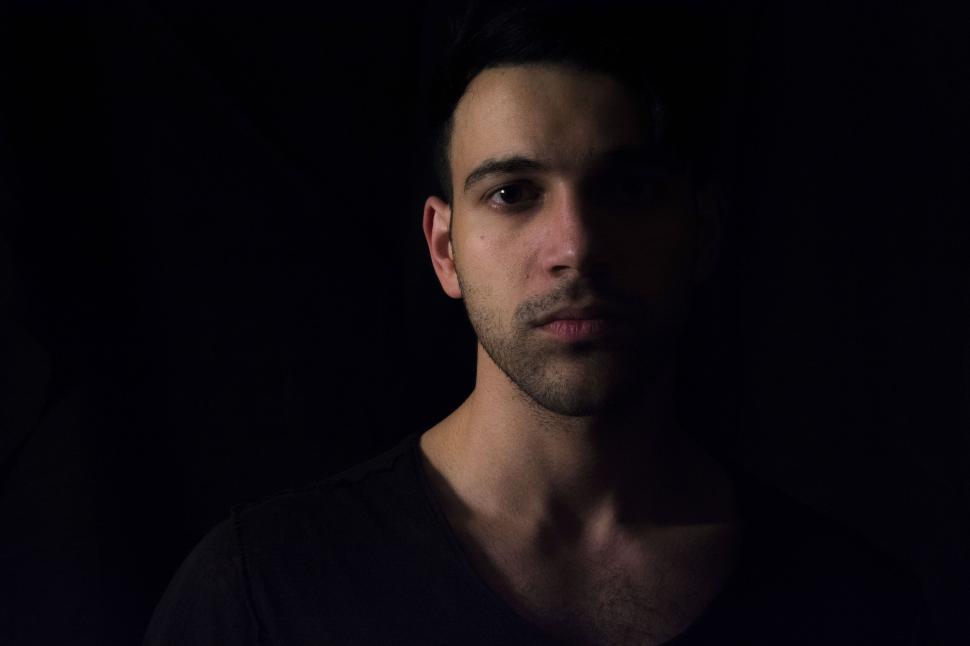 Free Stock Photo of Moody portrait of a man in dim lighting with ...