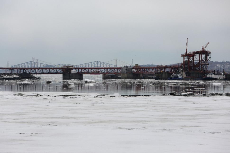 Free Stock Photo of Bridge under construction over a partially frozen ...