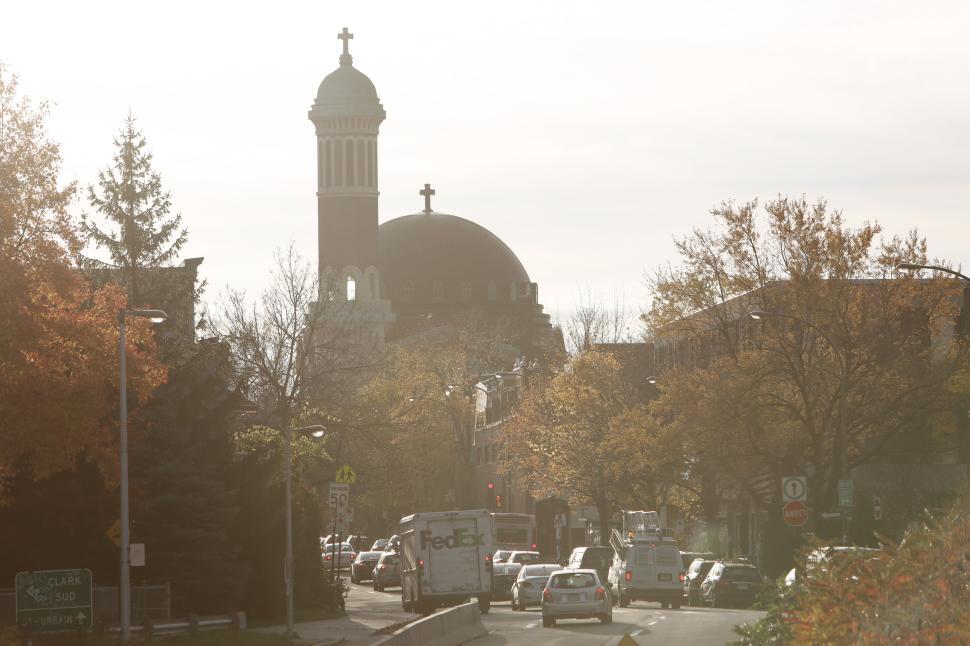 Free Stock Photo of Domed church building with cross and busy urban ...