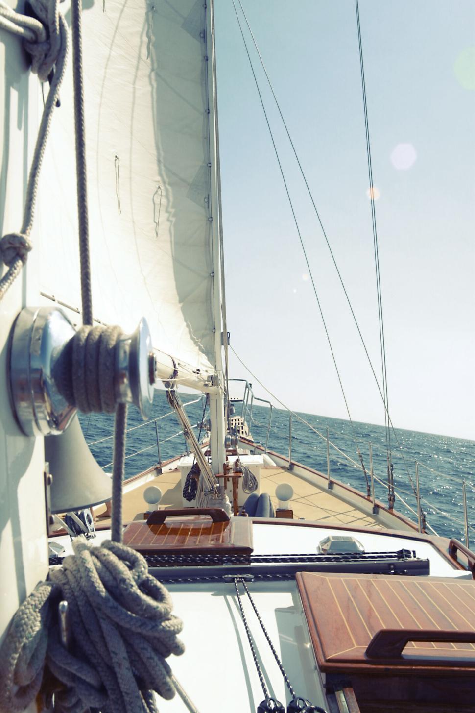 Free Stock Photo of Sailing on a boat with sails up on a sunny day in ...
